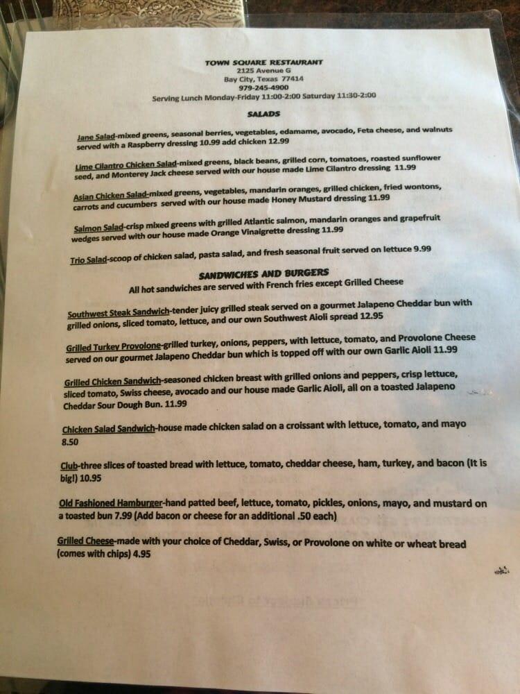 Menu at Nia's Towne Square Restaurant, Bay City