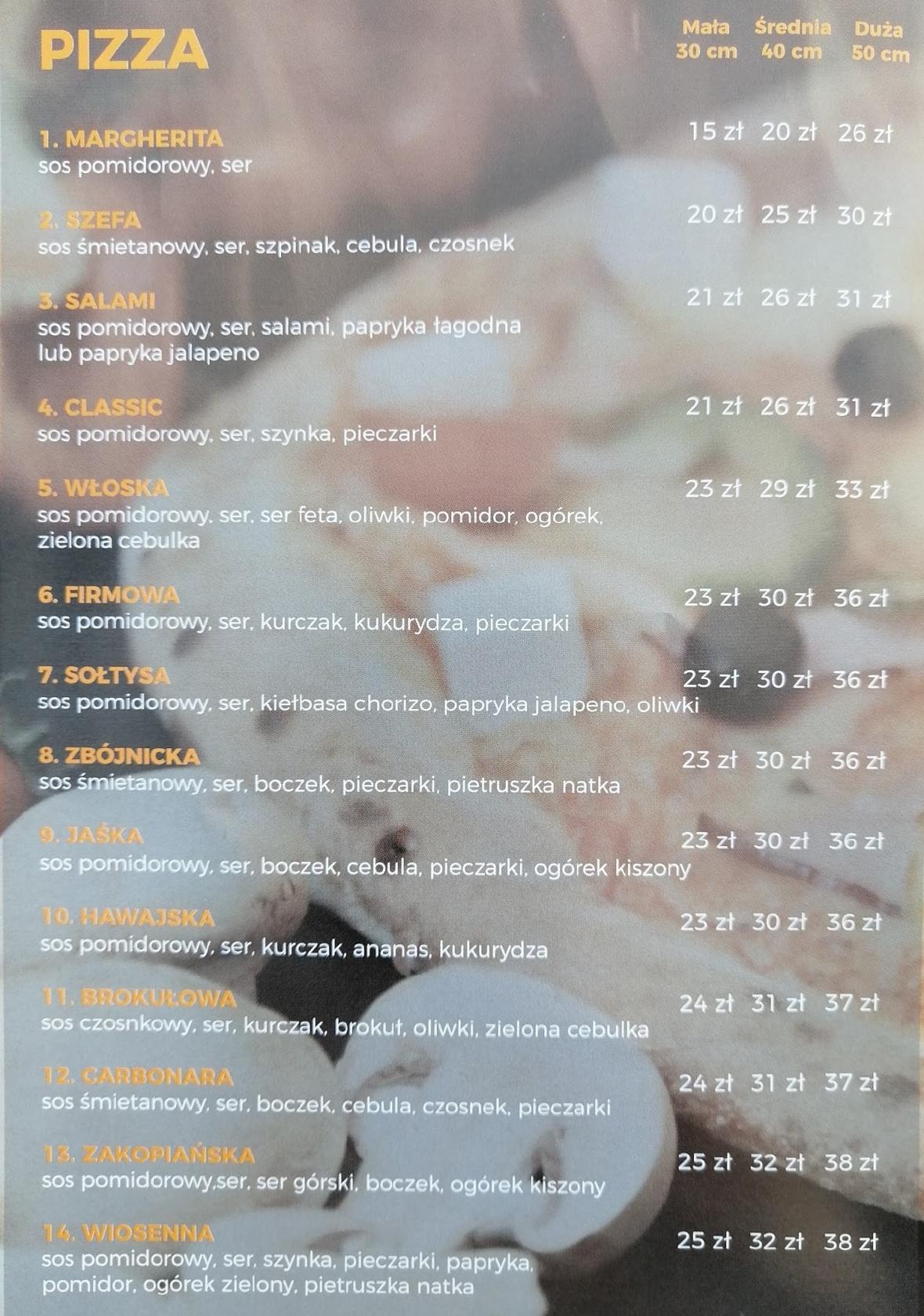 Menu at Pizzeria Mateo, Proszowice