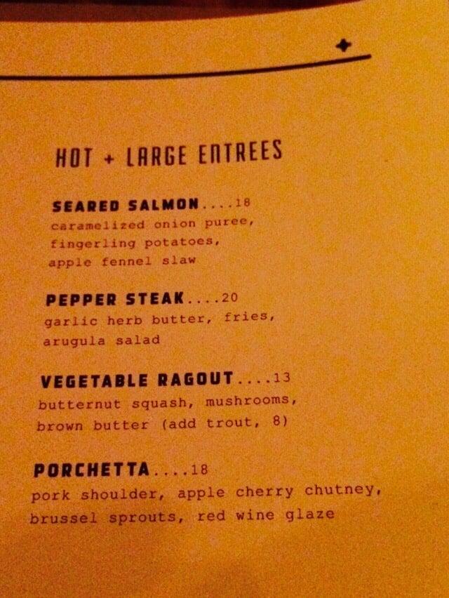 Menu at Retreat Gastropub, St. Louis