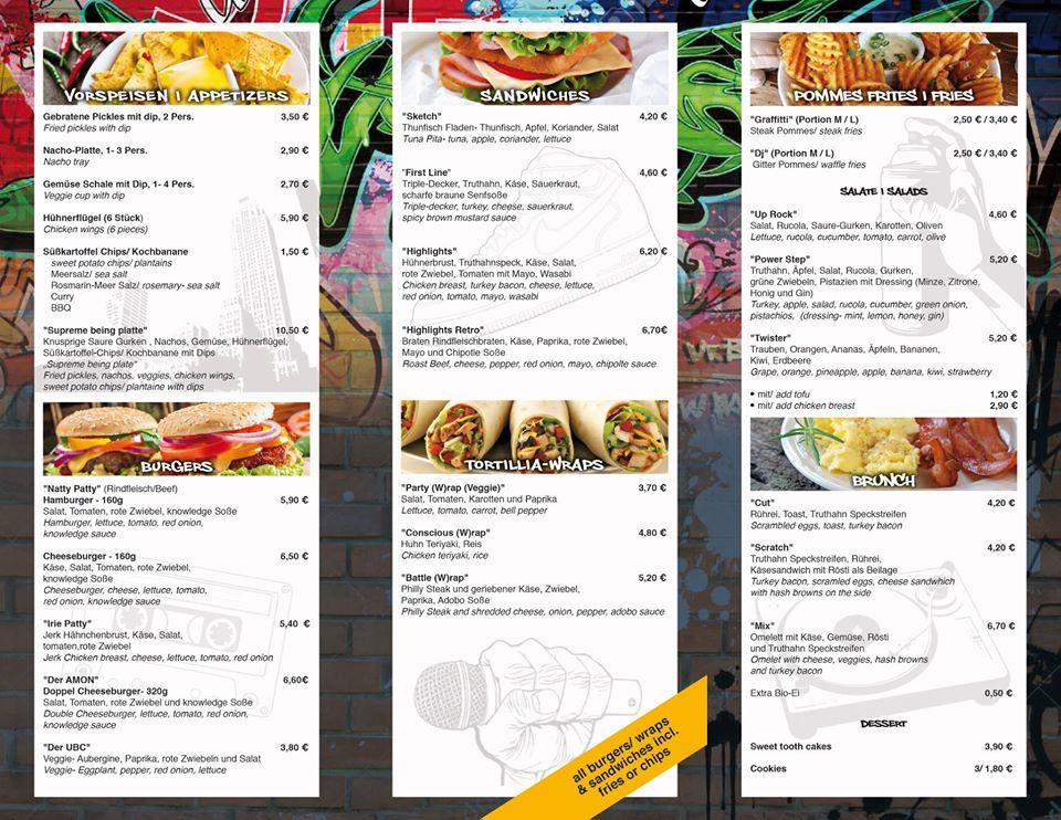 Speisekarte von Universal Cafe, Wiesbaden