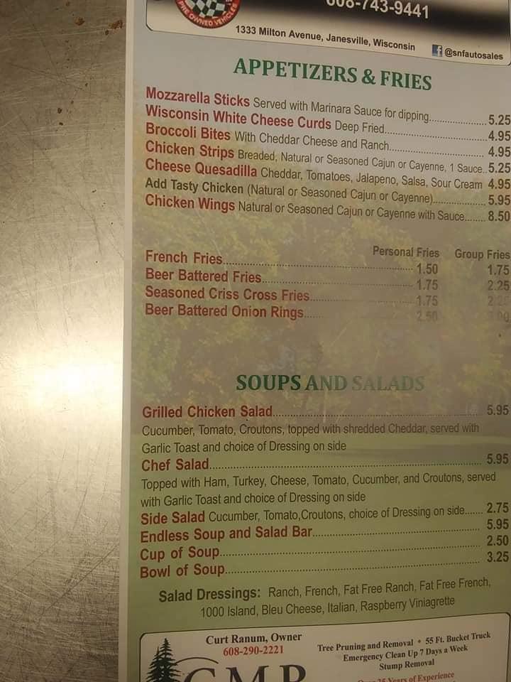 Menu at Wedges pub & bar, Janesville