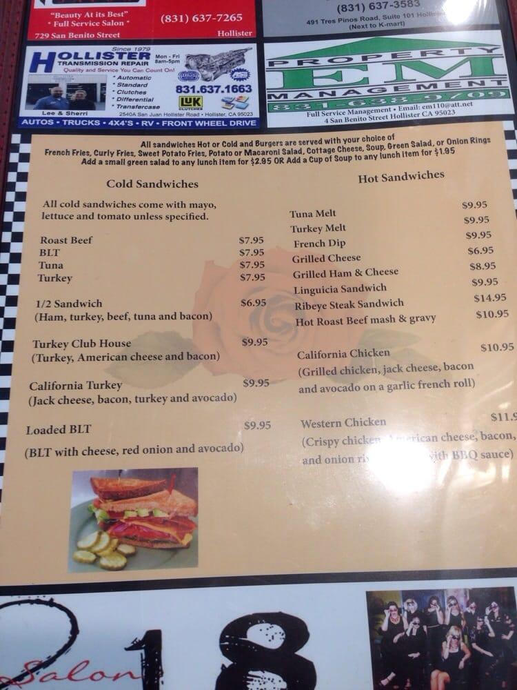 Menu at Country Rose Café cafe, Hollister