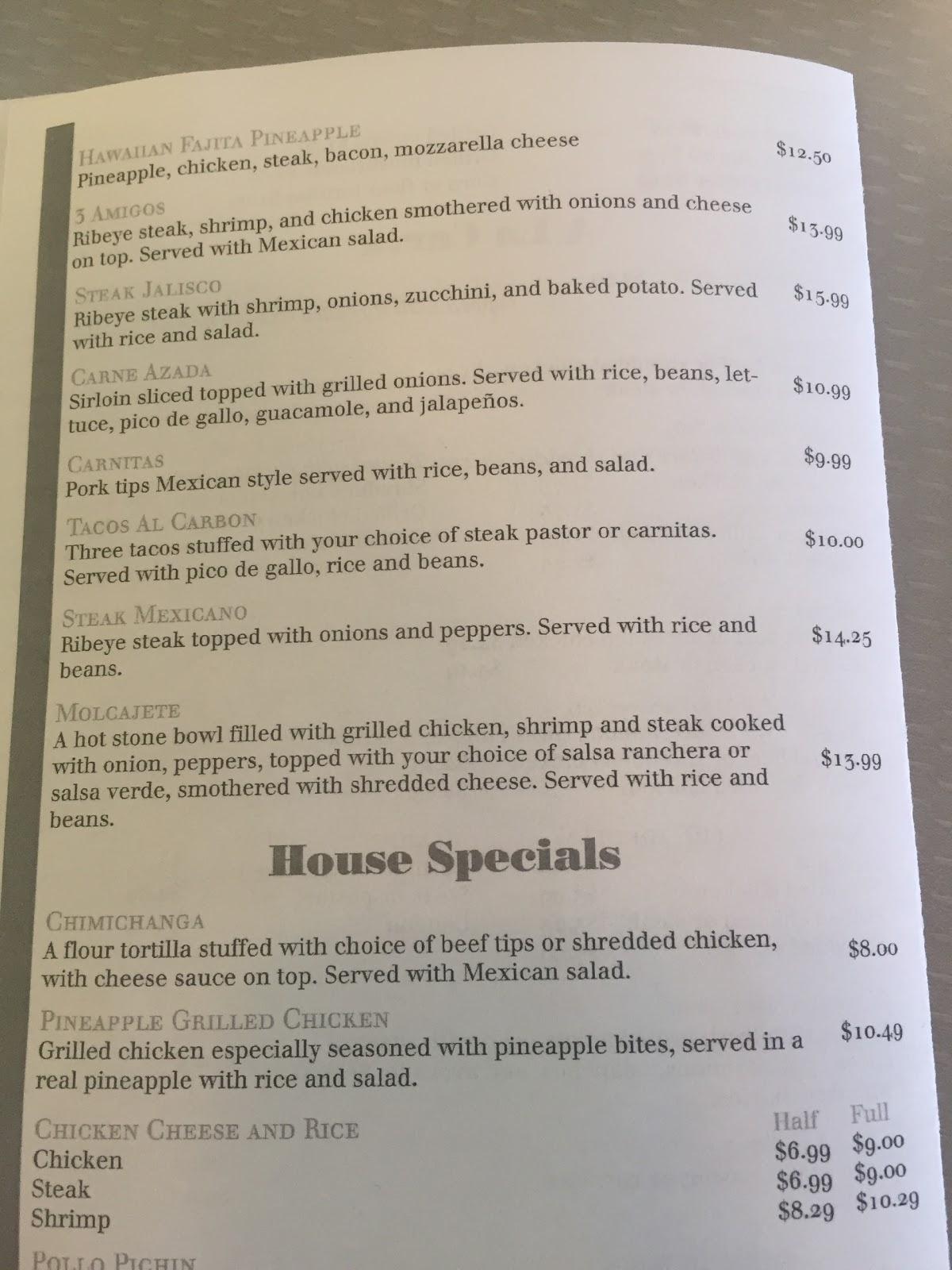 Menu at El Nopalito Grill restaurant, Miner