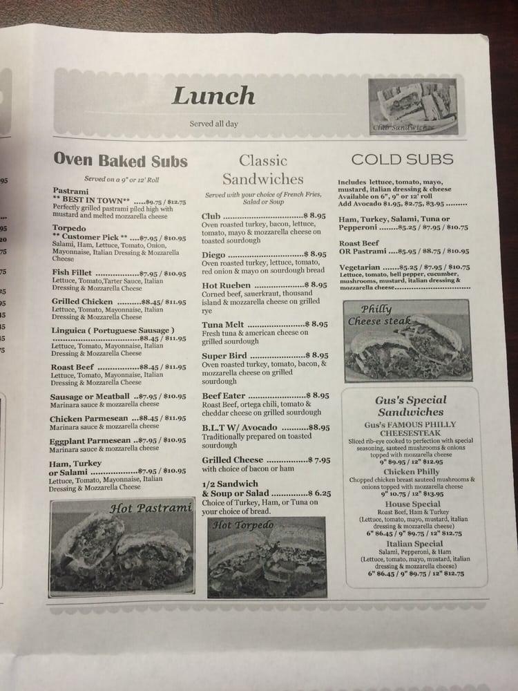 Menu at Gus's Subs & Pizza Place pizzeria, La Mesa
