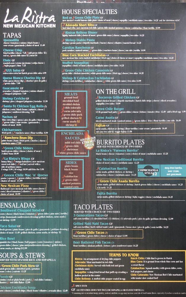 Menu at La Ristra New Mexican Kitchen pub & bar, Chandler