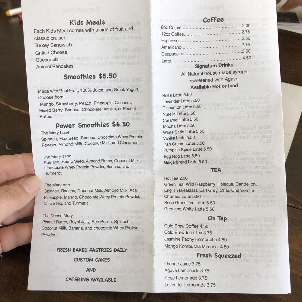 Menu at Mary Lane Cafe, San Gabriel