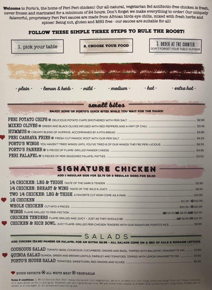 Menu at The Port of Peri Peri restaurant, Buffalo Grove