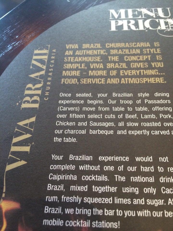 Menu at Viva Brazil Cardiff pub & bar, Cardiff