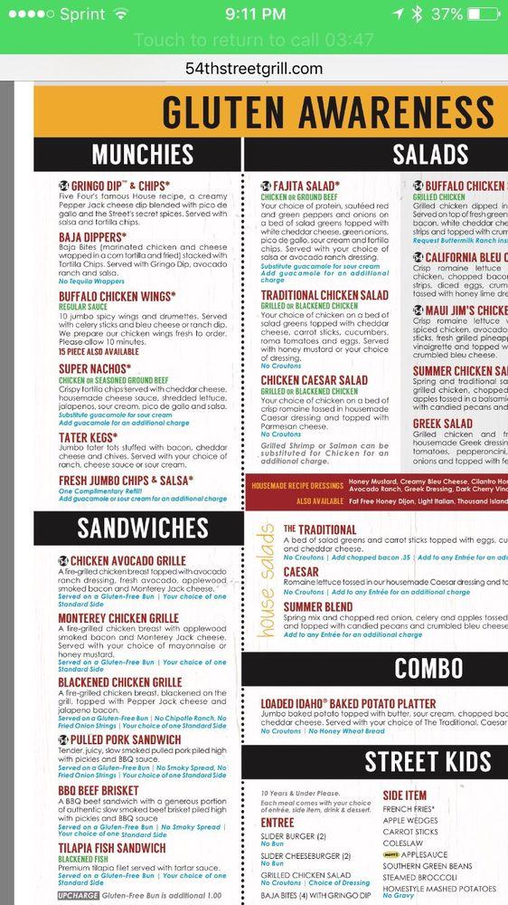 Menu at 54th Street Scratch Grill & Bar, Shiloh