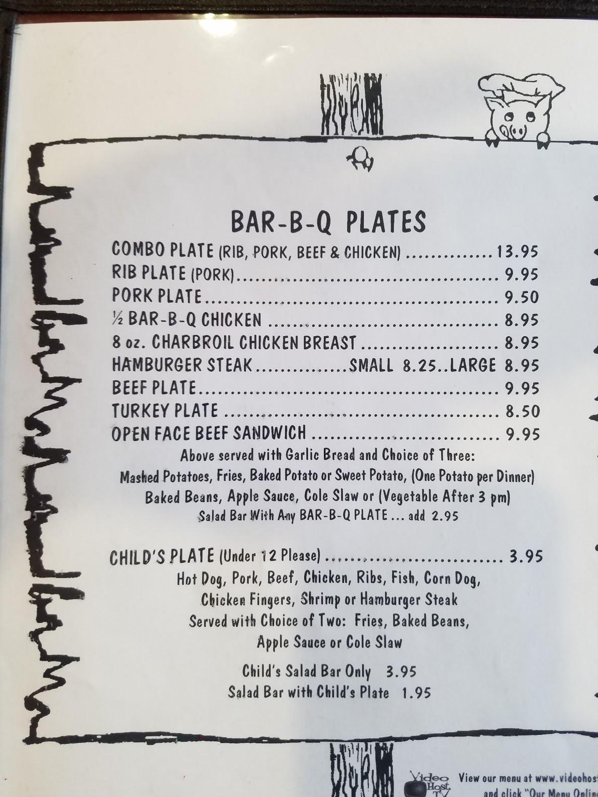 Menu at Bar-B-Q Bill's, Chiefland