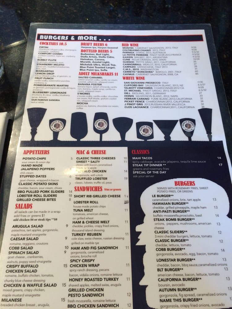Menu at North Street Grille restaurant, Boston