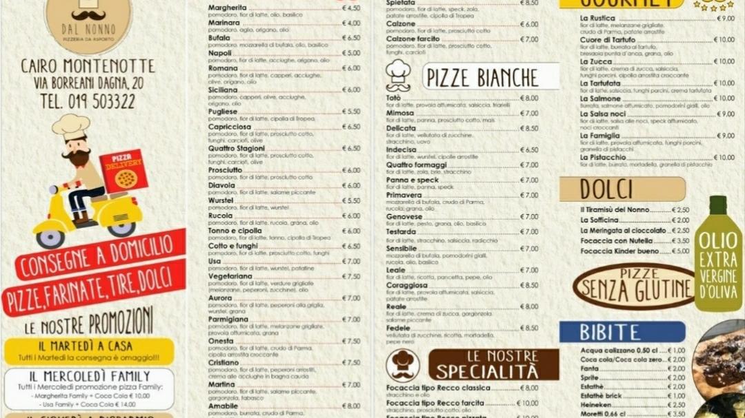 Menu da Pizzeria Dal Nonno, Cairo Montenotte