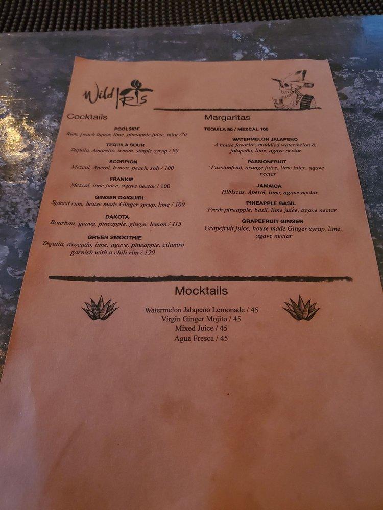 Menu at Wild Iris Bar, Sayulita