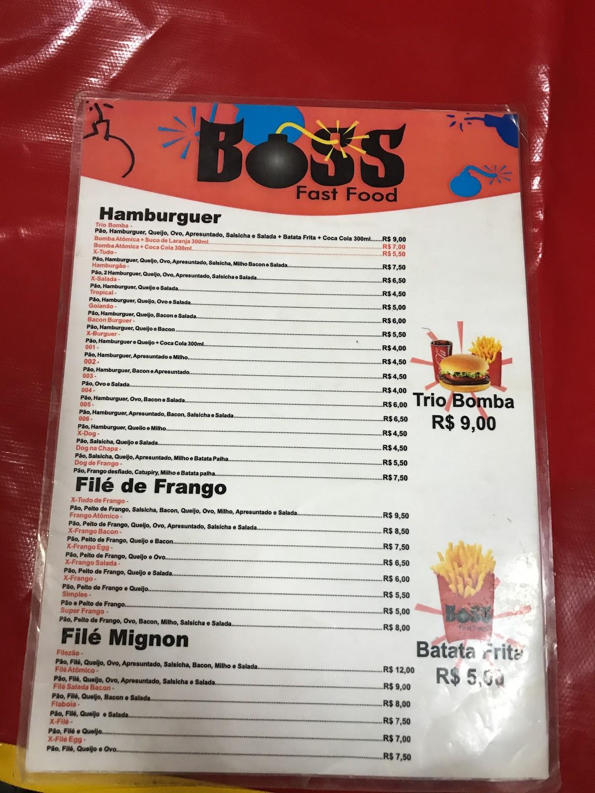 Menu at Lanchonete Boss Guara 1 pub & bar, Brasília
