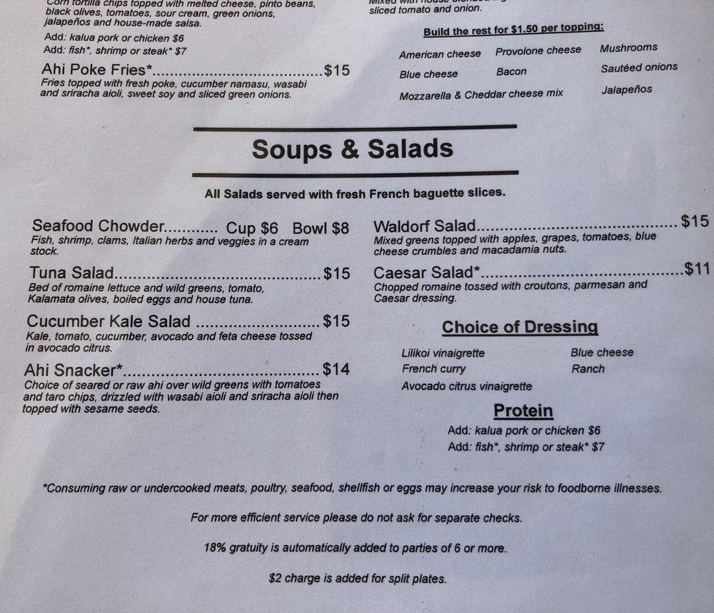Menu at Lilikoi Bar and Grill, Lihue
