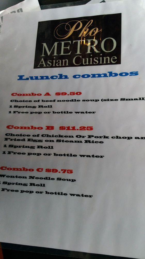 Menu at Pho Metro restaurant, Markham, 50 Bur Oak Ave #7