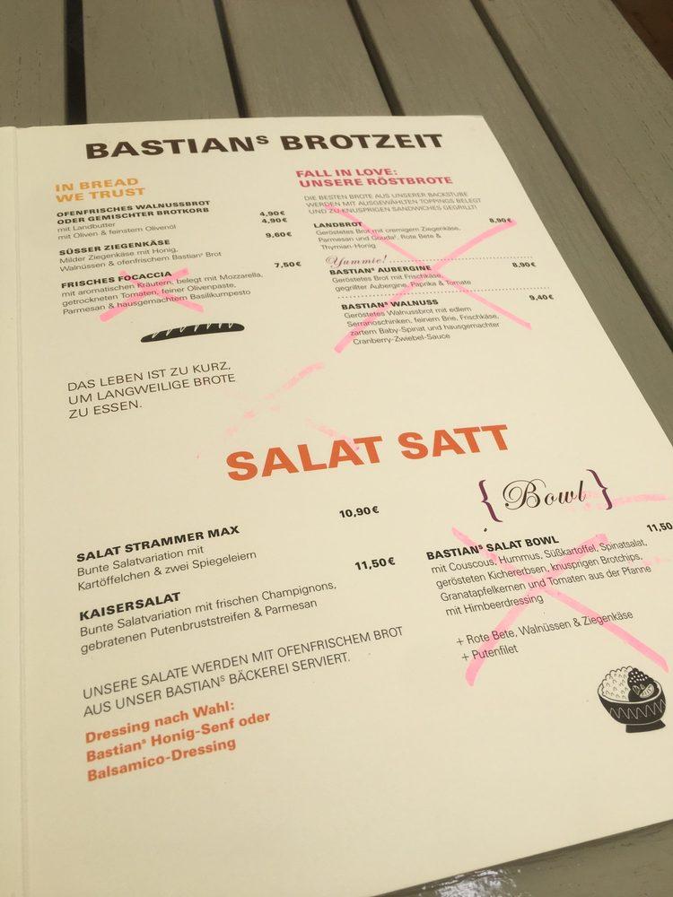 Speisekarte von Bastian's restaurant, Köln