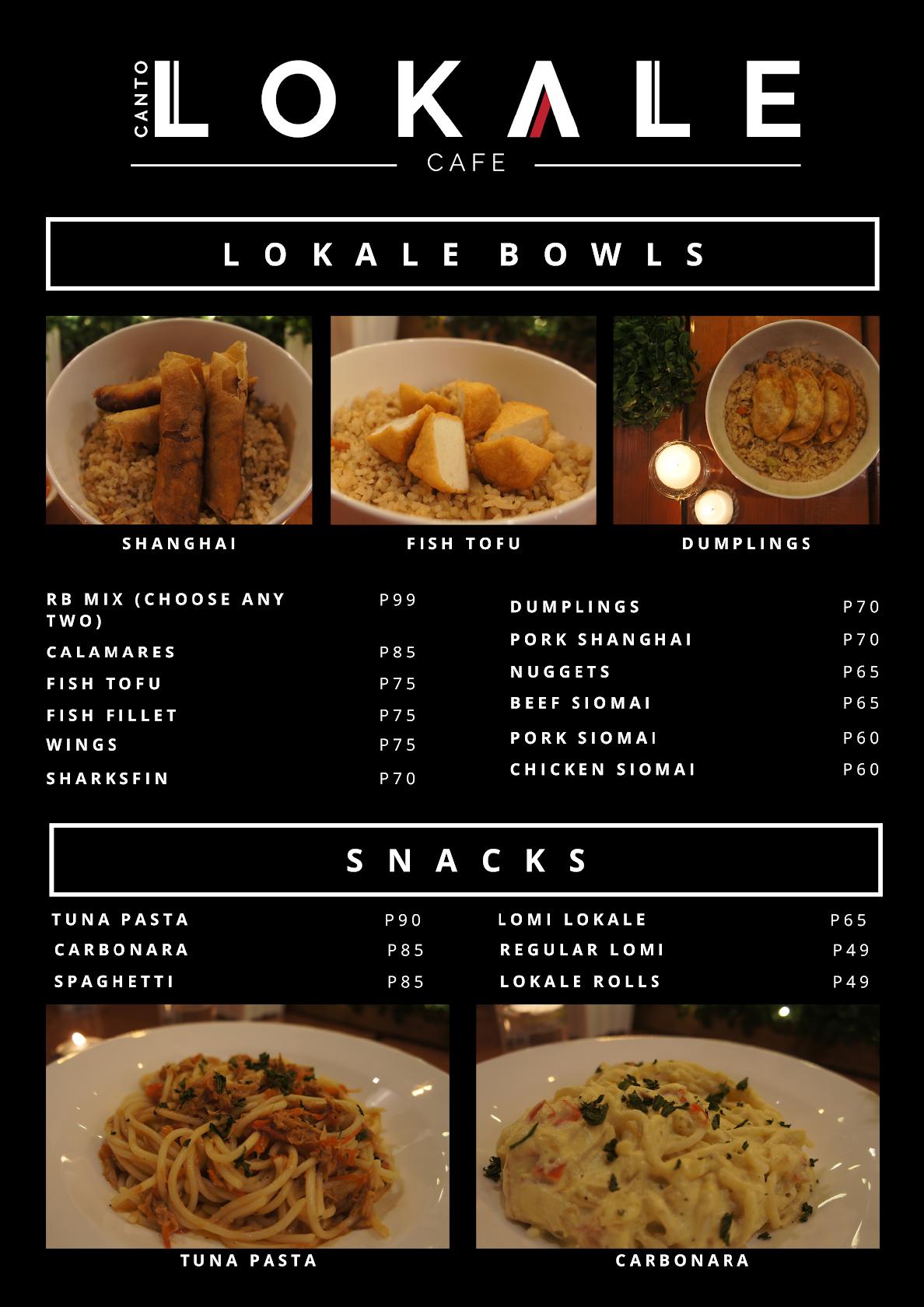 Menu at Canto Lokale Cafe - Trece, Trece Martires