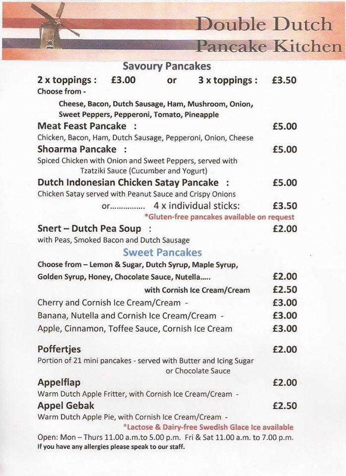 Menu at Double Dutch Foods Limited cafe, Castle Douglas