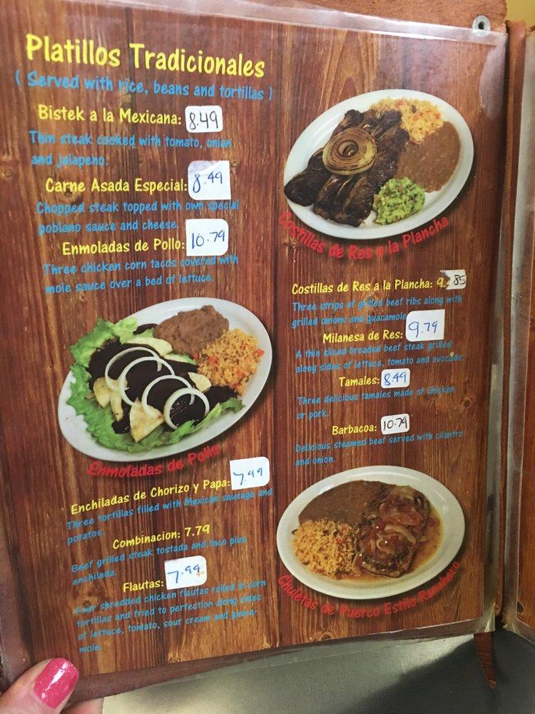 Menu at Los Charros restaurant, East Moline