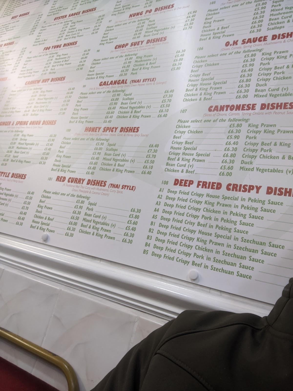 Menu at Peking Chef fast food, Spennymoor