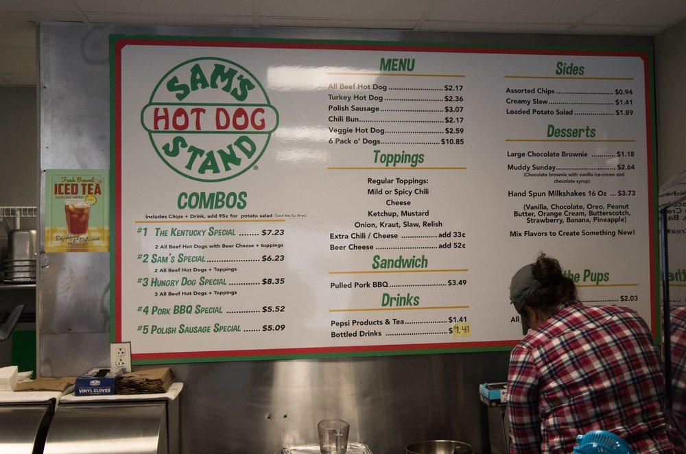 Menu at Sam's Hot Dog Stand, Downtown Lexington restaurant, Lexington ...