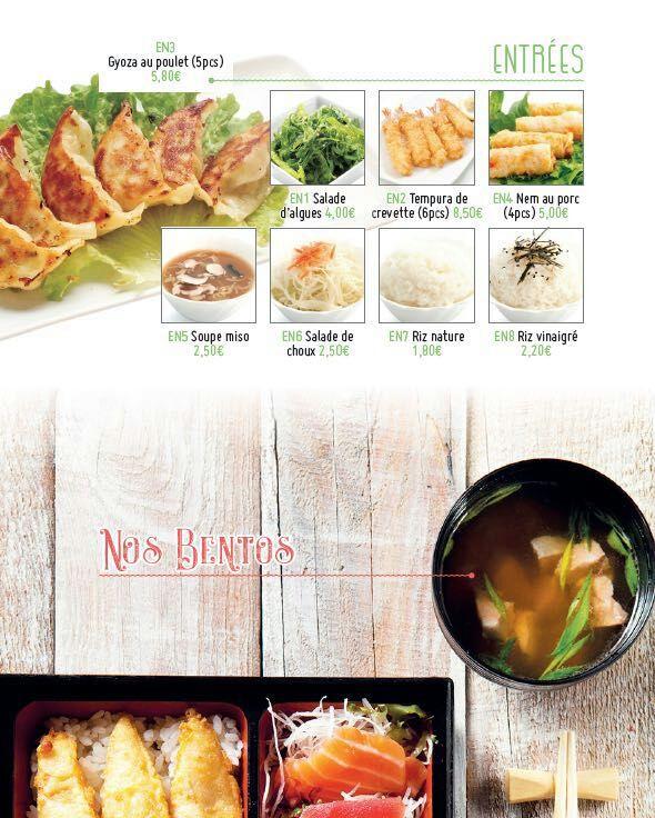 Menu at Bento Bako restaurant, Paris