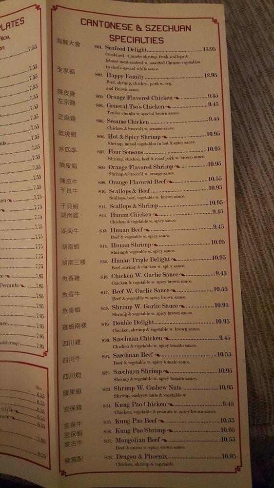 Menu at China One restaurant, Oconomowoc