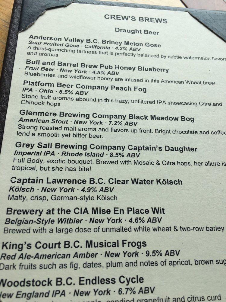 Menu at Crew Restaurant & Bar, Poughkeepsie