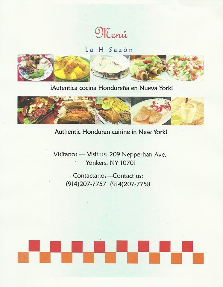 Menu at Sazon Centroamericano restaurant, Yonkers
