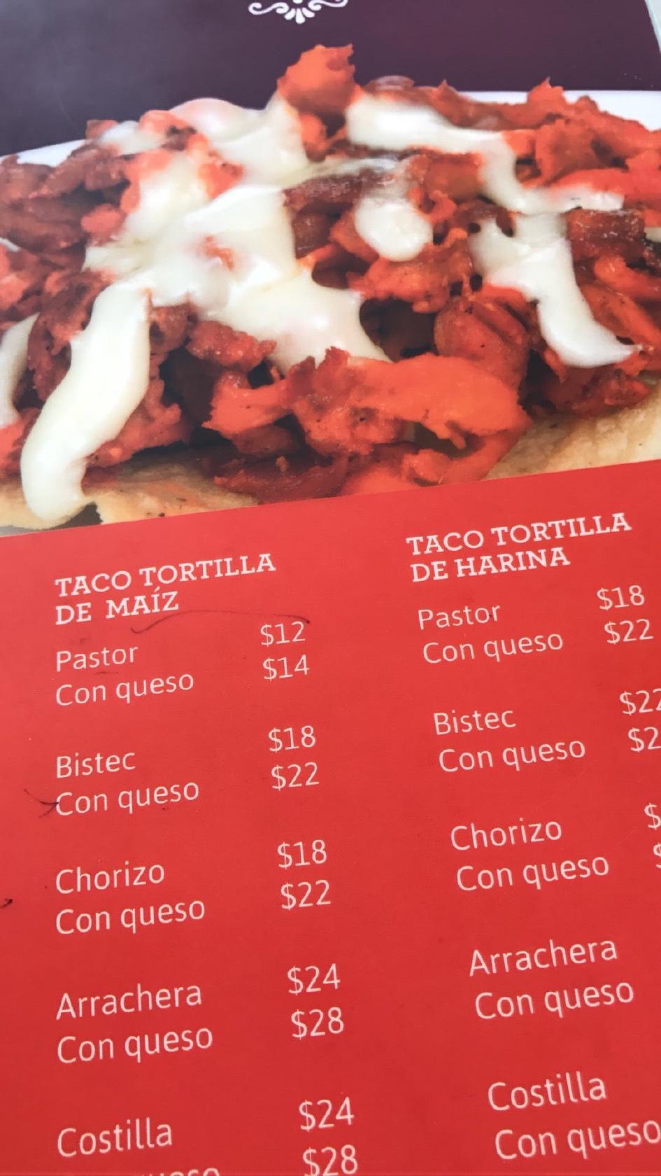 Menu at Tacos Los Tarascos Plaza Terranova restaurant, Guadalajara, Av ...