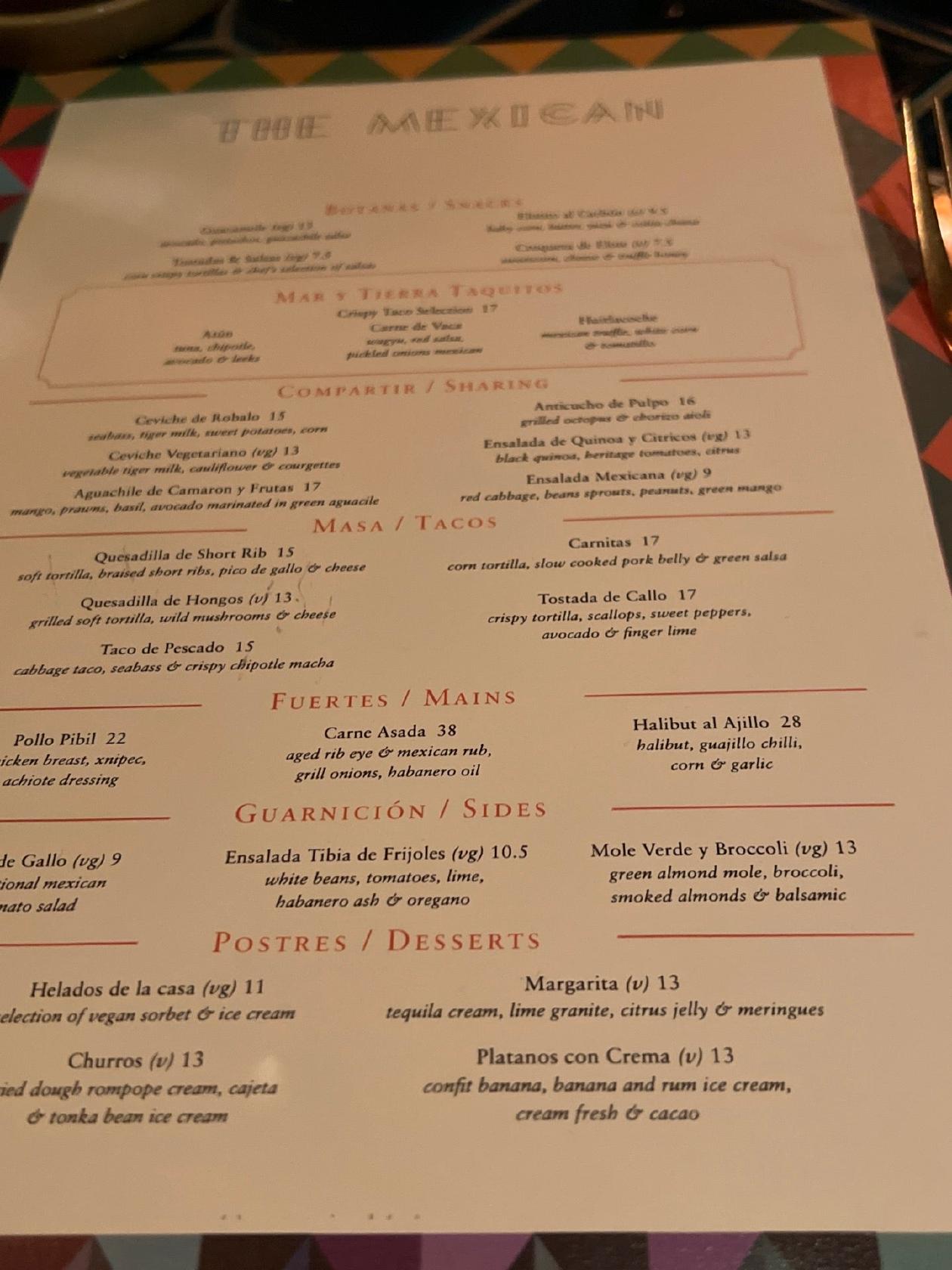 Menu at Annabel's pub & bar, London