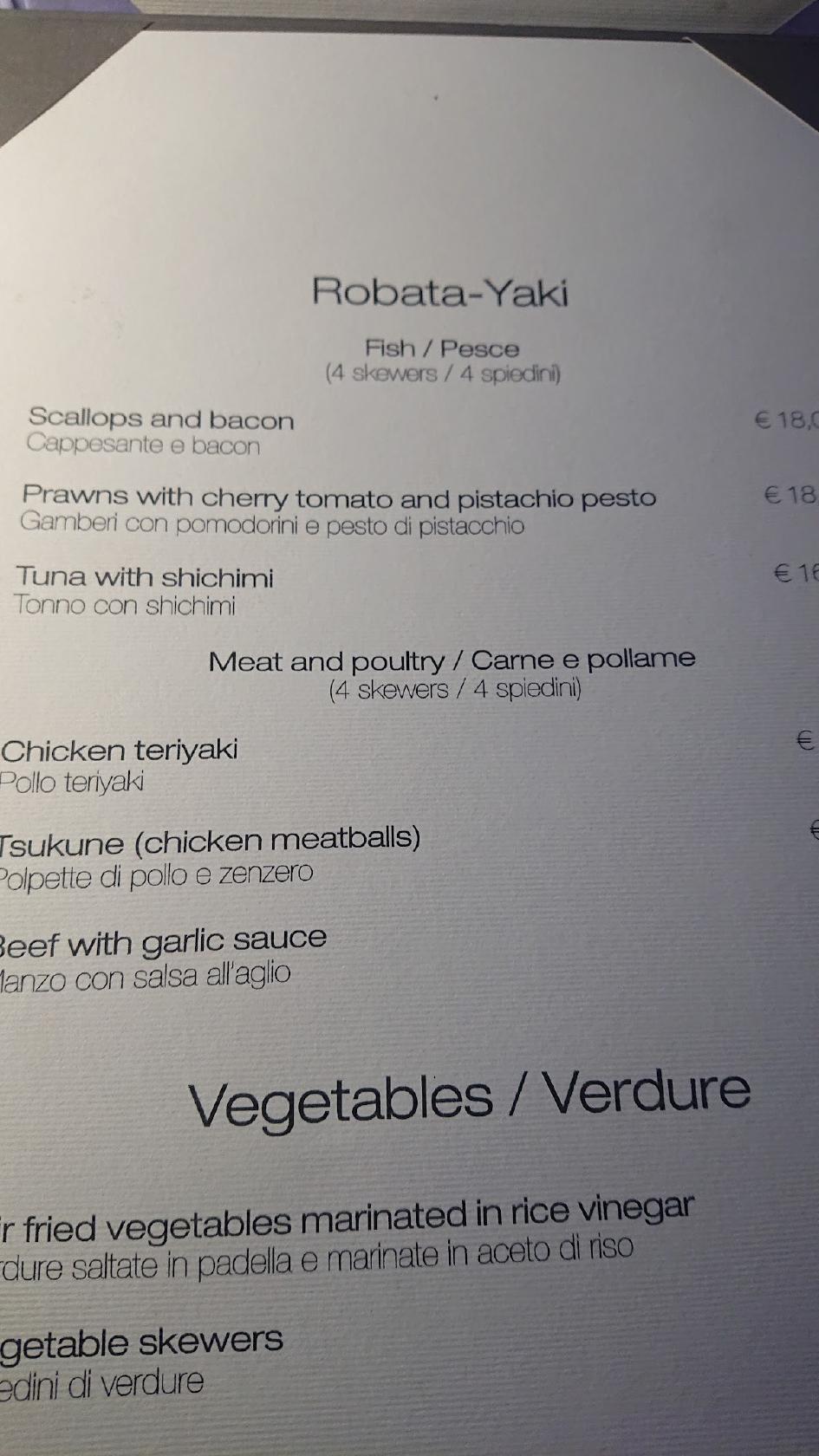 Menu at Coku - Robata Grill & Cocktail Bar, Sant'Agnello