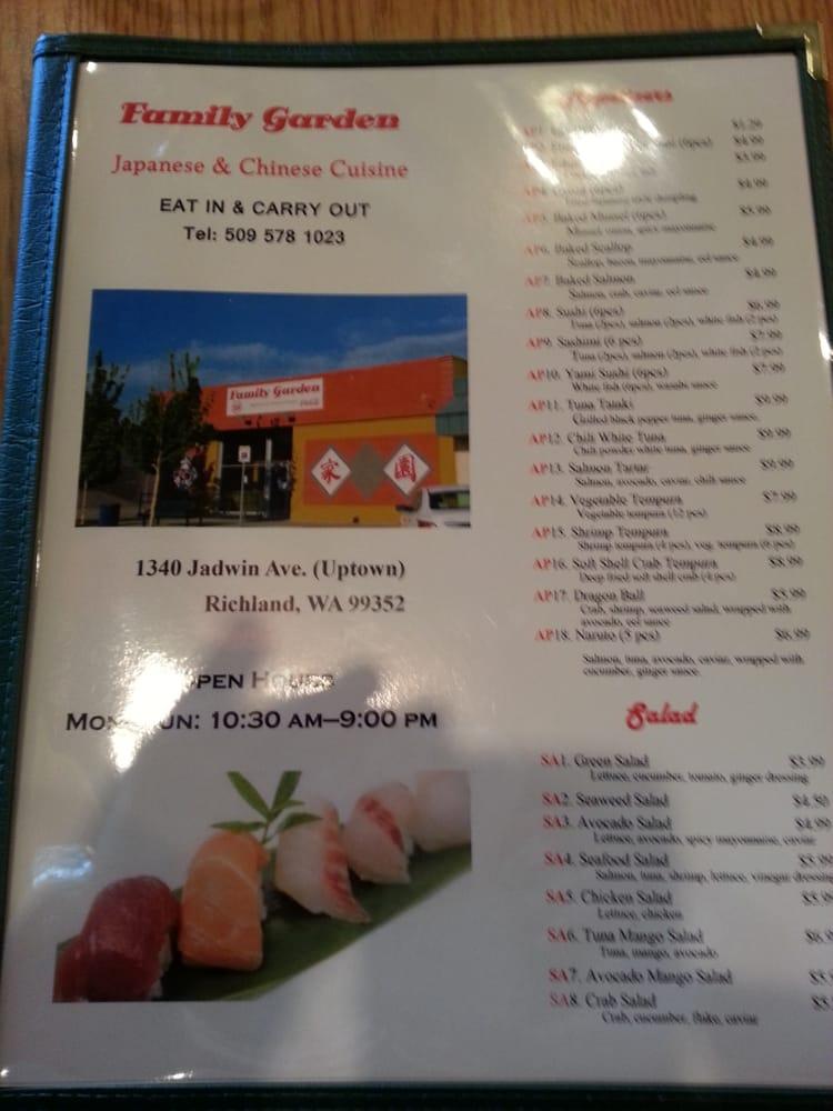 Menu at Family Garden restaurant, Richland