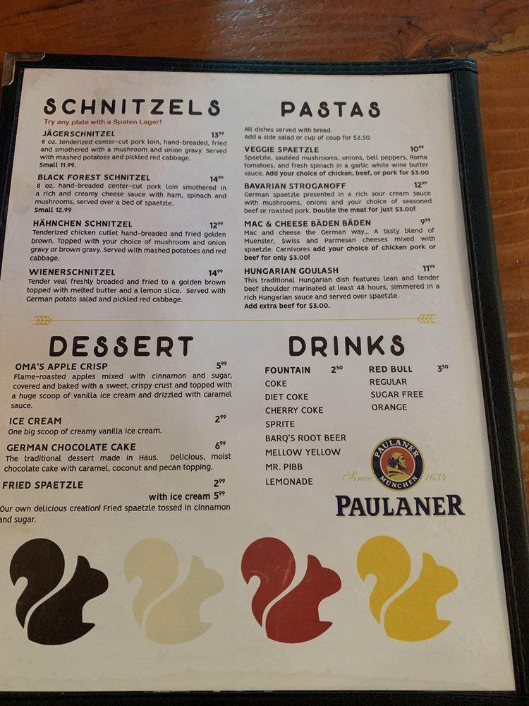 Menu at Hessen Haus pub & bar, Des Moines