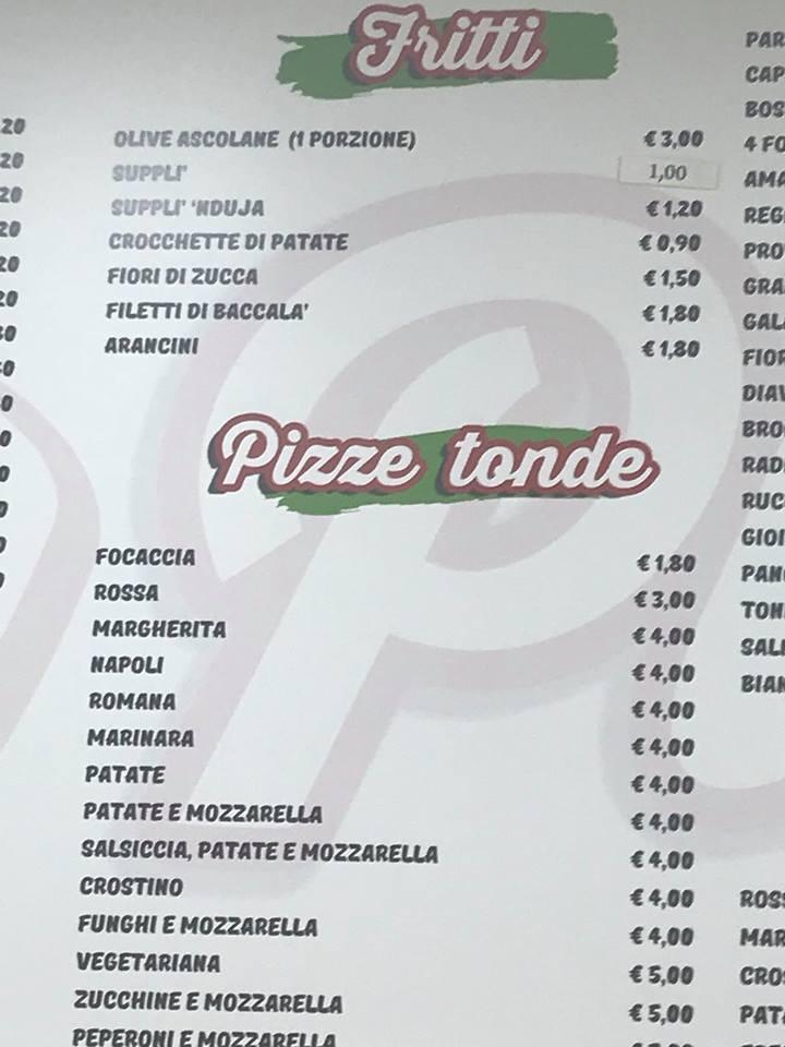 Menu at Lions Pizza restaurant, Rome