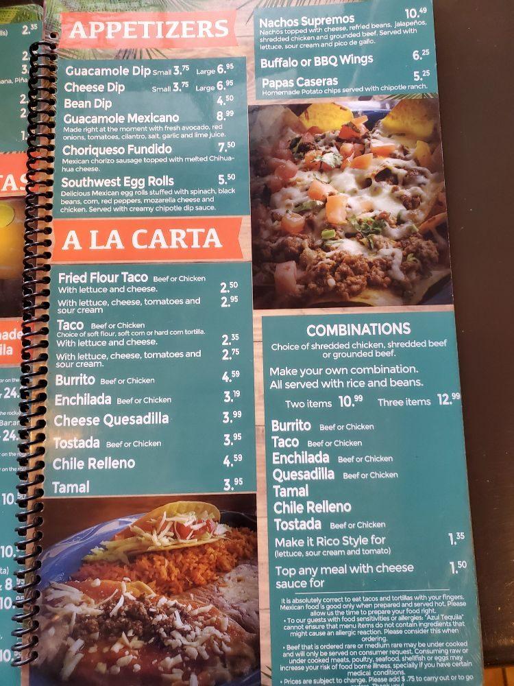 Menu at Pacifico Grill and Bar, Plymouth