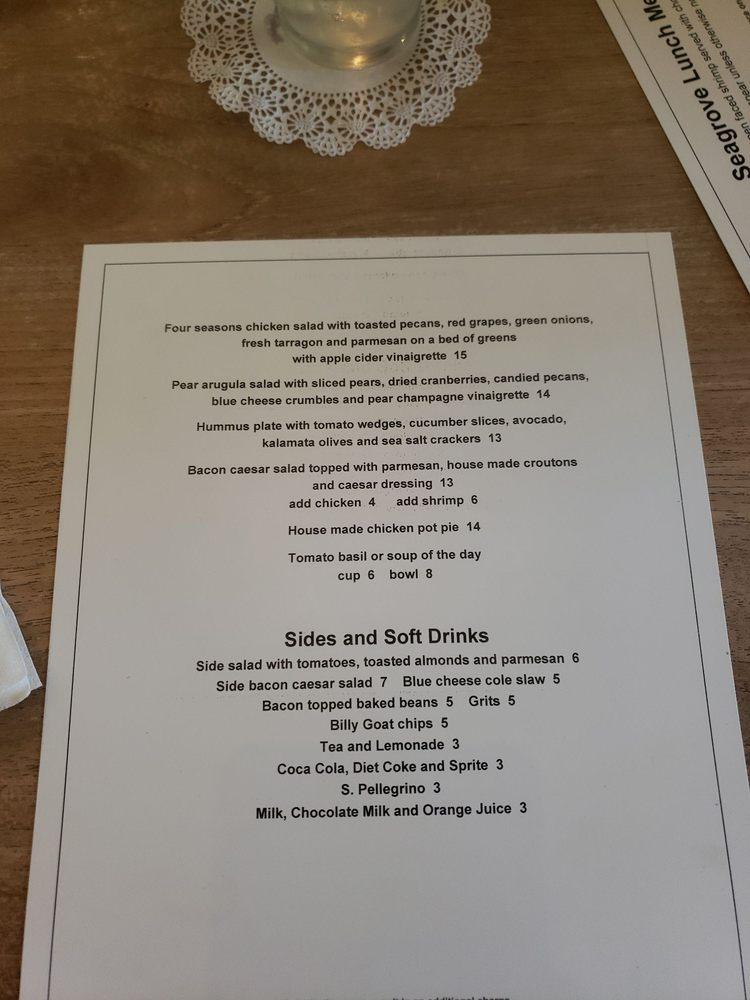 Menu at The Perfect Pig restaurant, Seagrove Beach, E County Hwy 30A