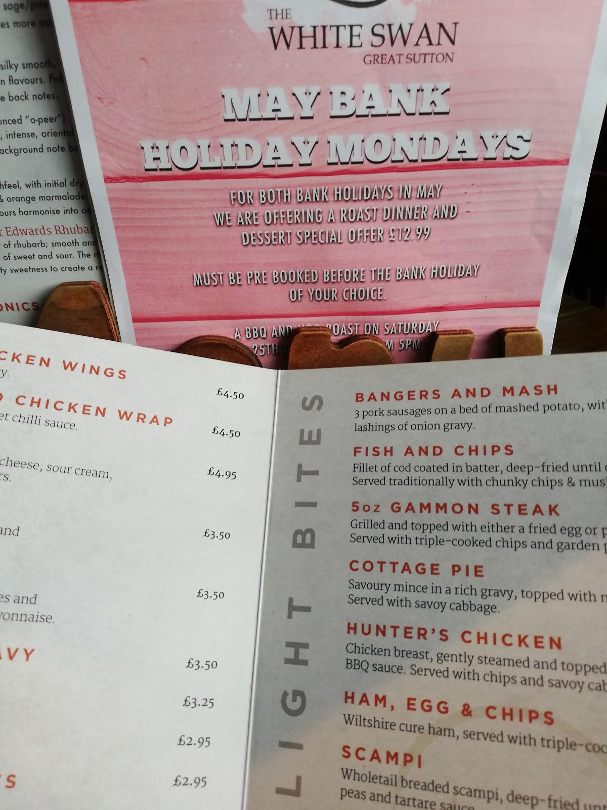Menu at The White Swan pub & bar, Ellesmere Port