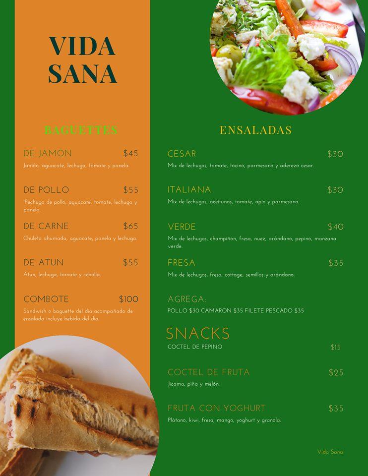 Menu at Vida Sana restaurant, Nuevo Casas Grandes Municipality