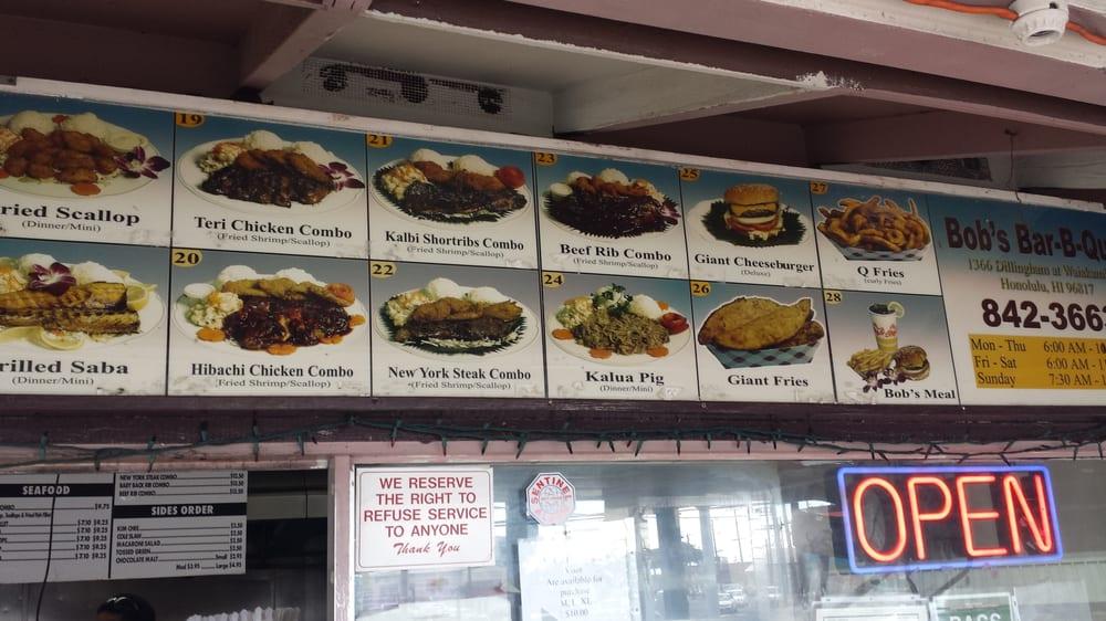 Menu at Bob's Bar-B-Que Restaurants, Honolulu, Dillingham Blvd