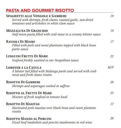 Menu at Café Catula pub & bar, Miami