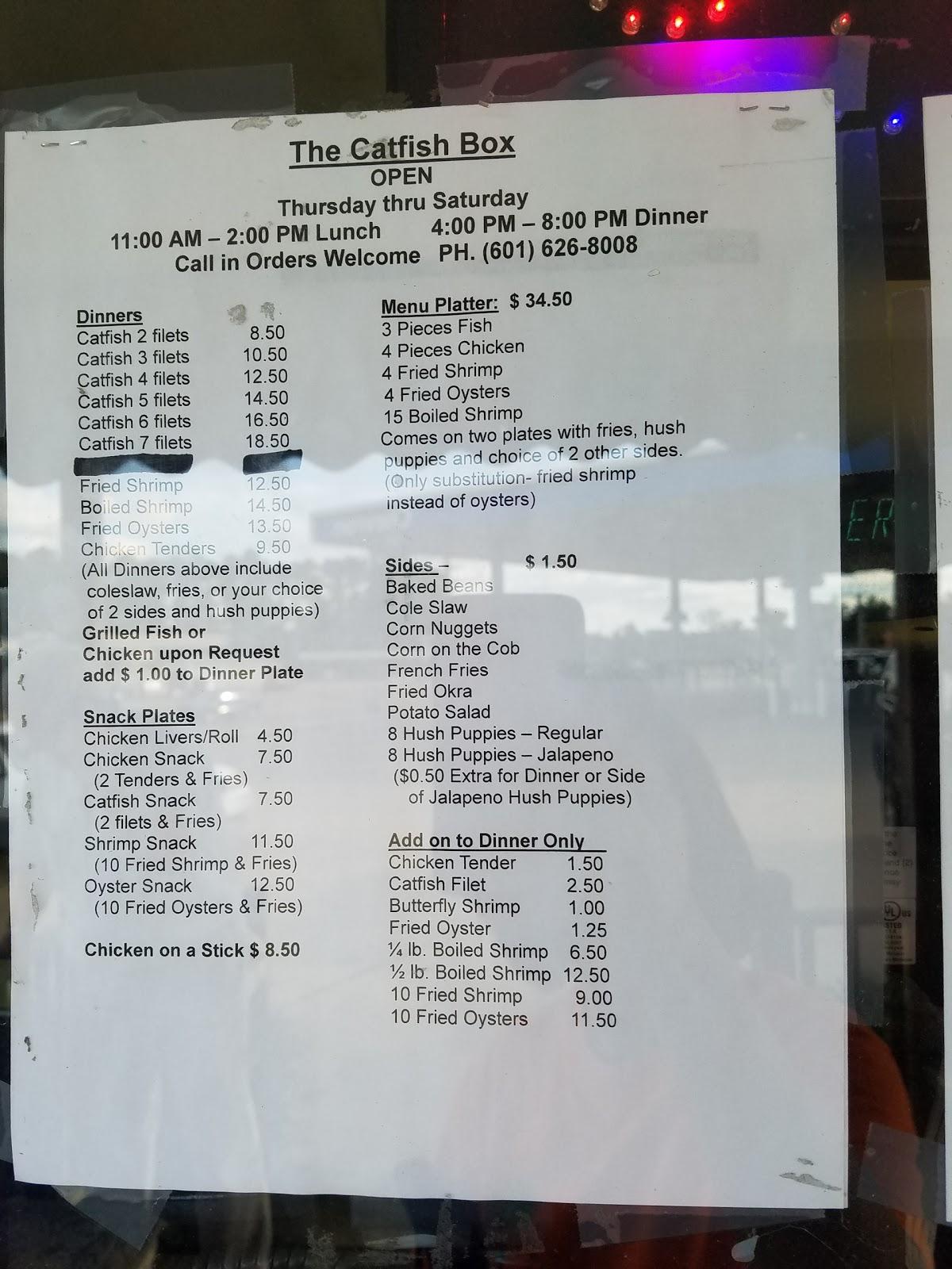 Menu at Catfish Plus of Collinsville, MS restaurant, Collinsville, -A MS-19