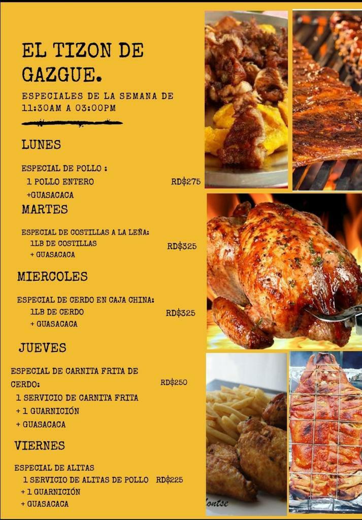Carta del restaurante El Tizon, Santo Domingo, Santiago 112