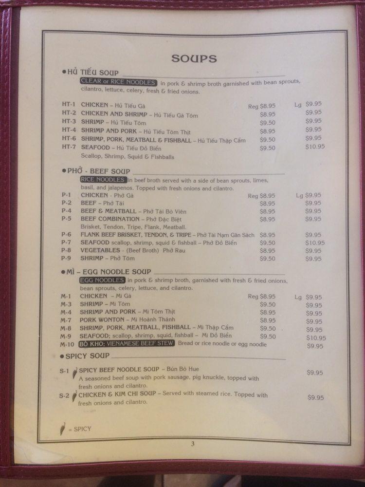 Menu at Little Saigon Restaurant, Wichita