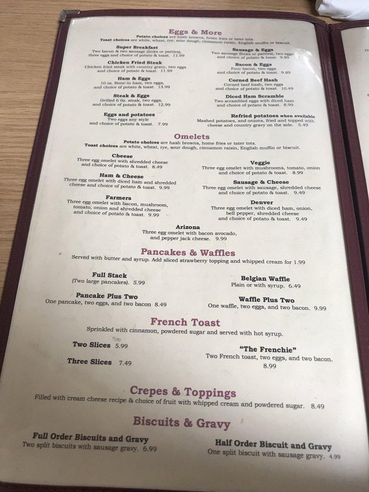 Menu at Mountain Quail Cafe, Quartzsite