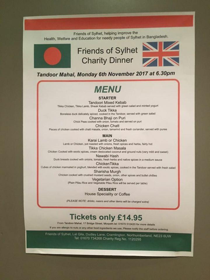 Menu at Tandoor Mahal Indian Restaurant, Morpeth