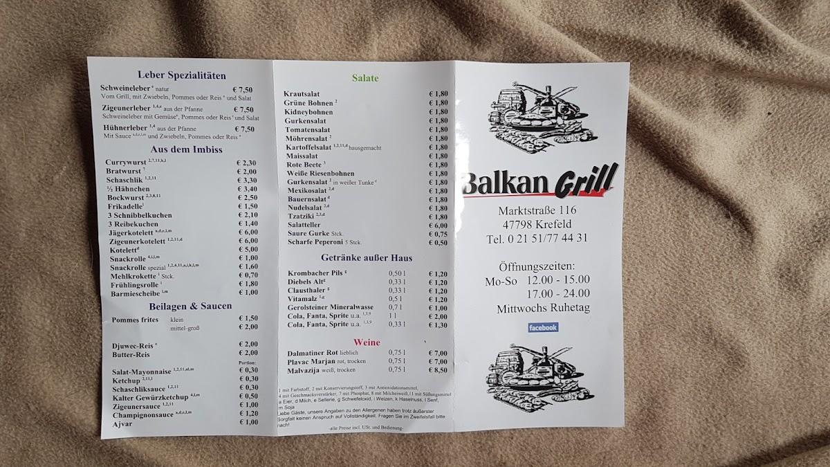 Carta de comida rápida Balkan-Grill, Krefeld