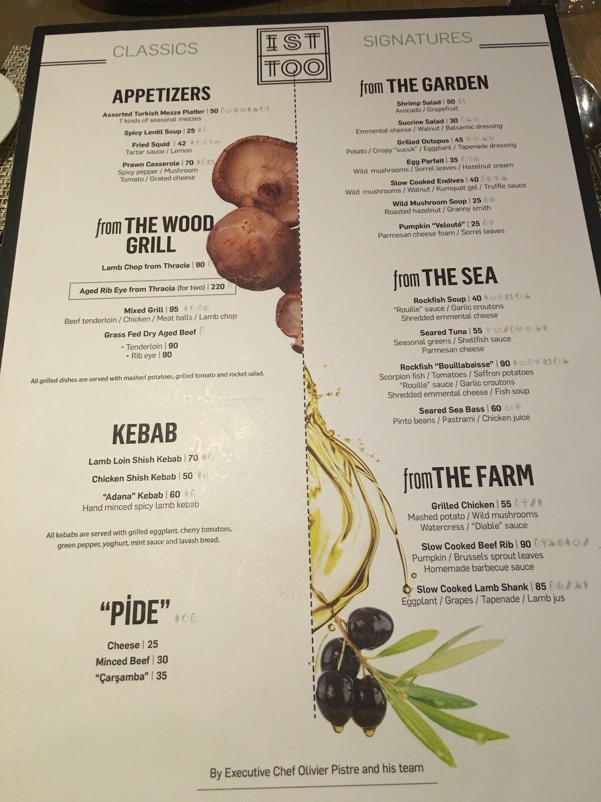 Menu at IST TOO, Istanbul, Hayrettin İskelesi Sk. No:1