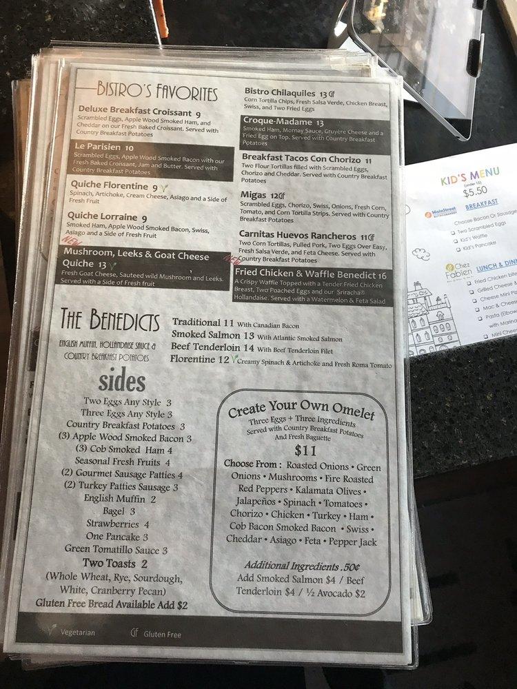 Menu at Main Street Bistro & Bakery, Grapevine, 316 S Main St